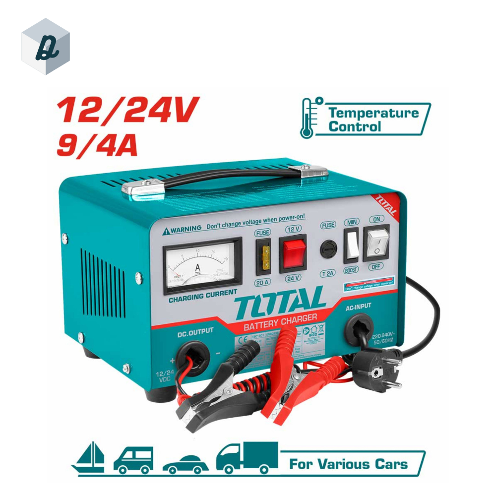 Chargeur de Batterie 12/24V – 9/4A TOTAL | TBC1601 – Déco Outillage.
